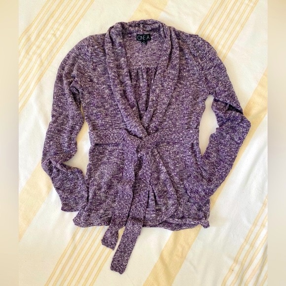 One A | Sweaters | One A Like New Cowl Collar Wrap Cardigan In Marled ...